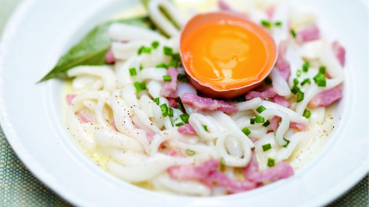 Recette de Tagliatelle de calmars à la carbonara par Julie Andrieu ...
