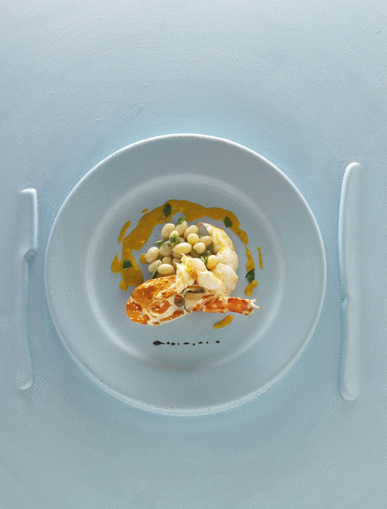 Langouste puce de méditerranée, haricots cocos par Alain Ducasse