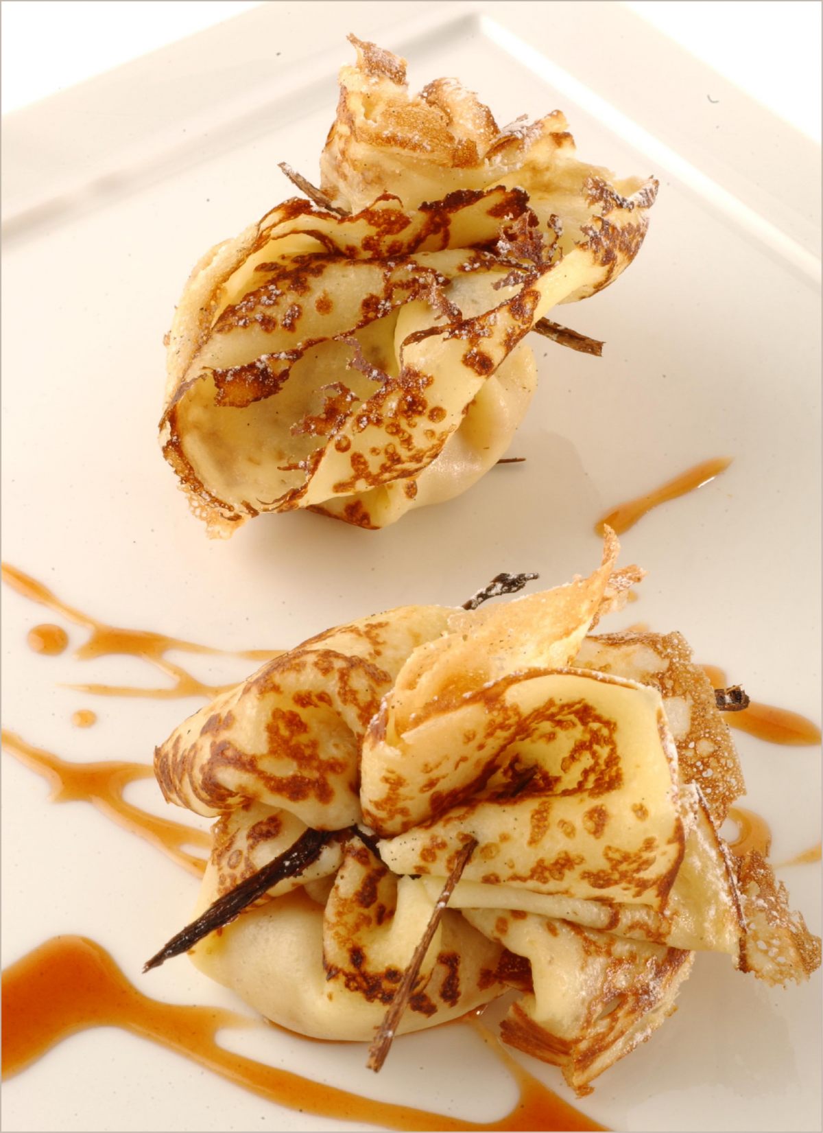 Recette d'Aumônière de crêpes aux fruits d’automne, jus des peaux par ...