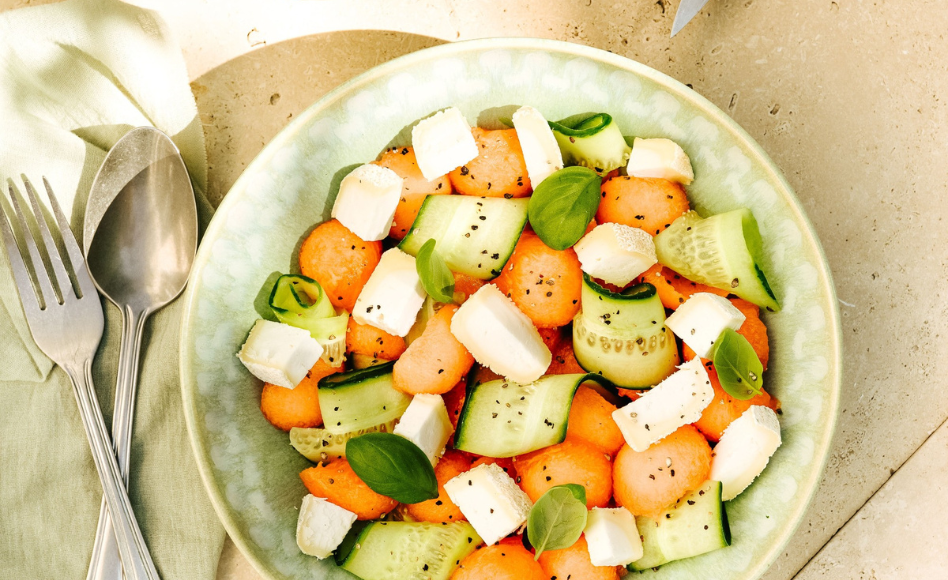 Recette de melon, concombre et chavignol