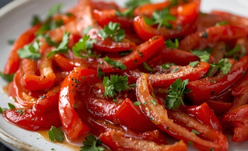 Recette de Salade de poivrons rouges par Joël Robuchon - Académie du Goût
